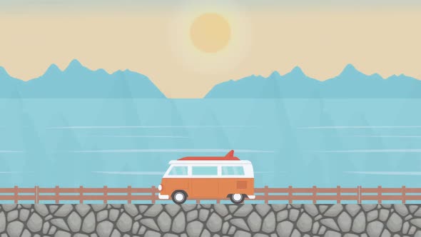 All Day Van Traveler 2D Cartoon Animation Pack, Motion Graphics | VideoHive
