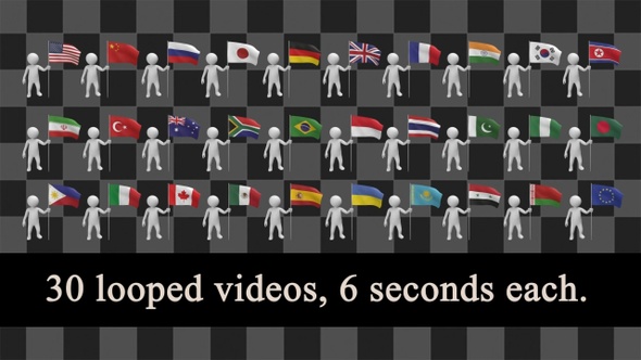 Stickman With Flag Pack, Motion Graphics | VideoHive