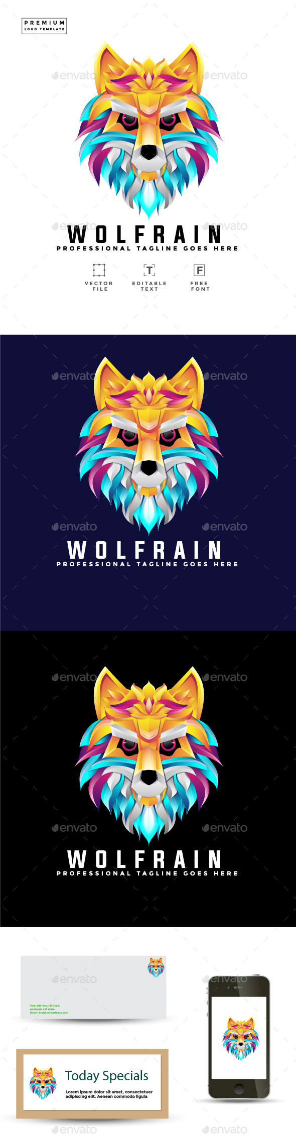 Wolf Colorful Logo template, Logo Templates | GraphicRiver