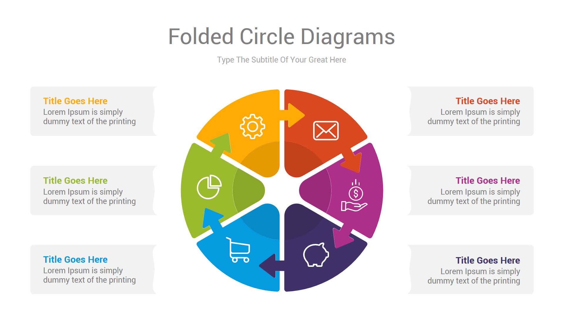 Folded Circle Diagrams Keynote & Illustrator Template, Presentation ...