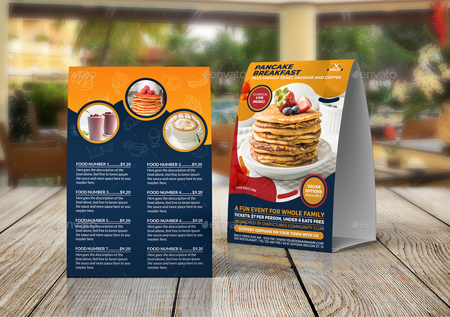 Pancake Breakfast Table Tent Template, Print Templates | GraphicRiver