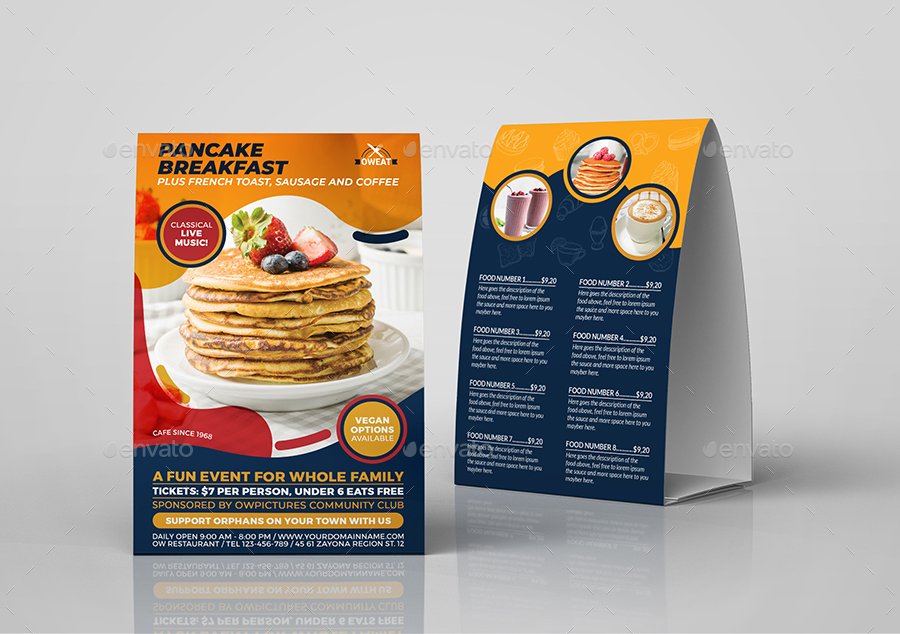 Pancake Breakfast Table Tent Template, Print Templates | GraphicRiver