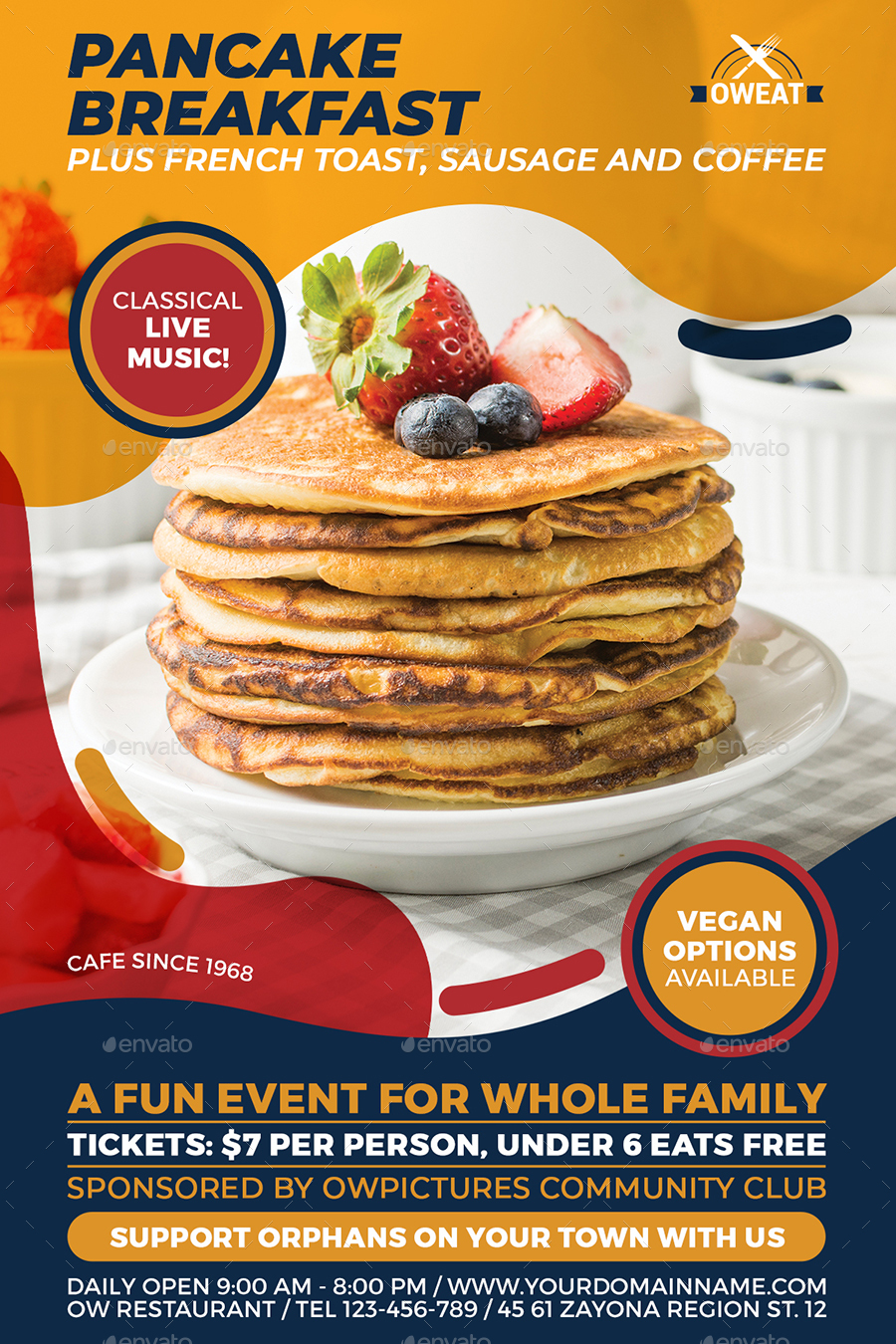 Pancake Breakfast Table Tent Template, Print Templates | GraphicRiver