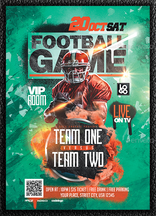 Football Game Flyer Bundle 4in1, Print Templates | GraphicRiver