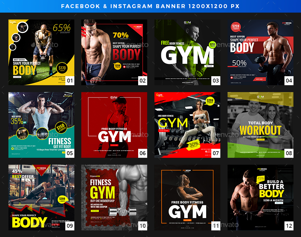 35 Gym Banners, Web Elements | GraphicRiver