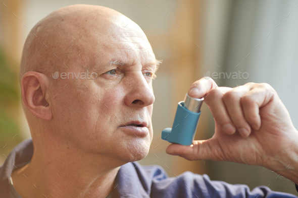 Senior Man Using Inhaler Stock Photo by seventyfourimages | PhotoDune