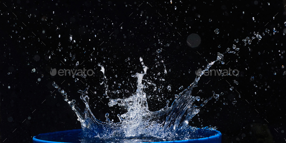 Blue water drops falling down. Stock Photo by mstandret | PhotoDune