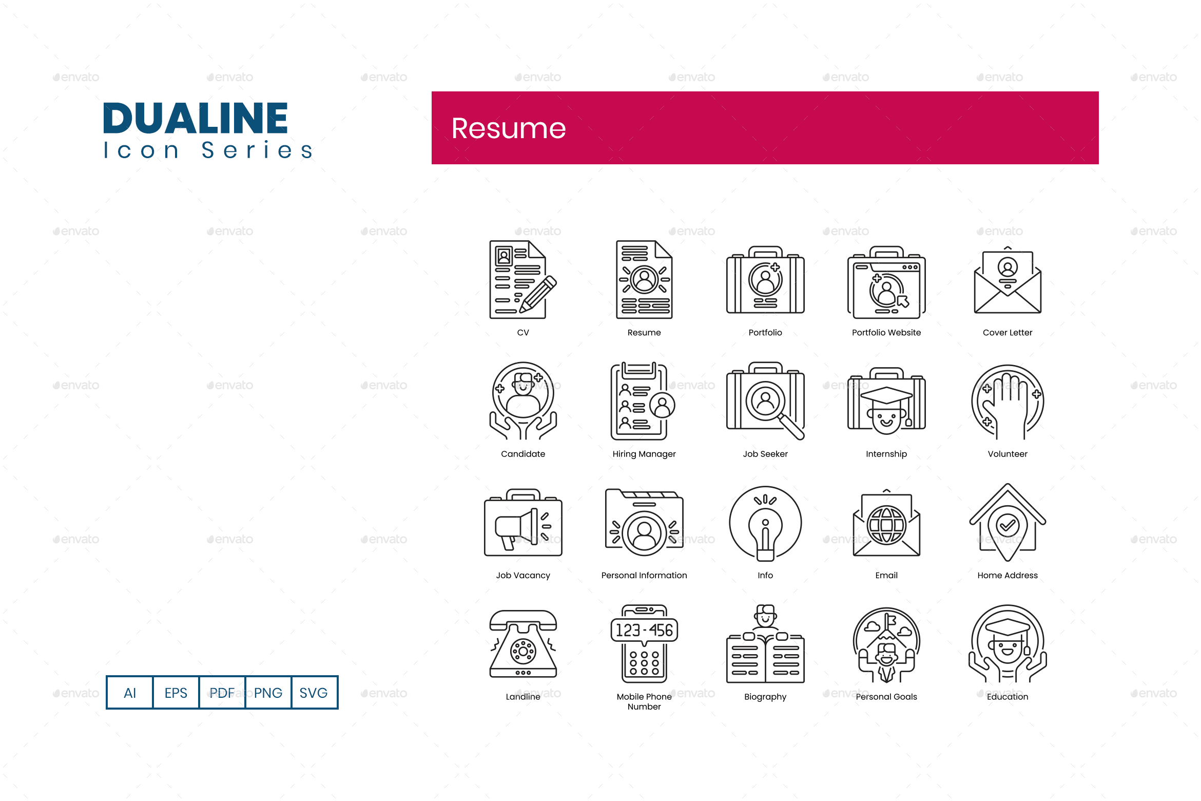 80 Resume Icons, Icons | GraphicRiver
