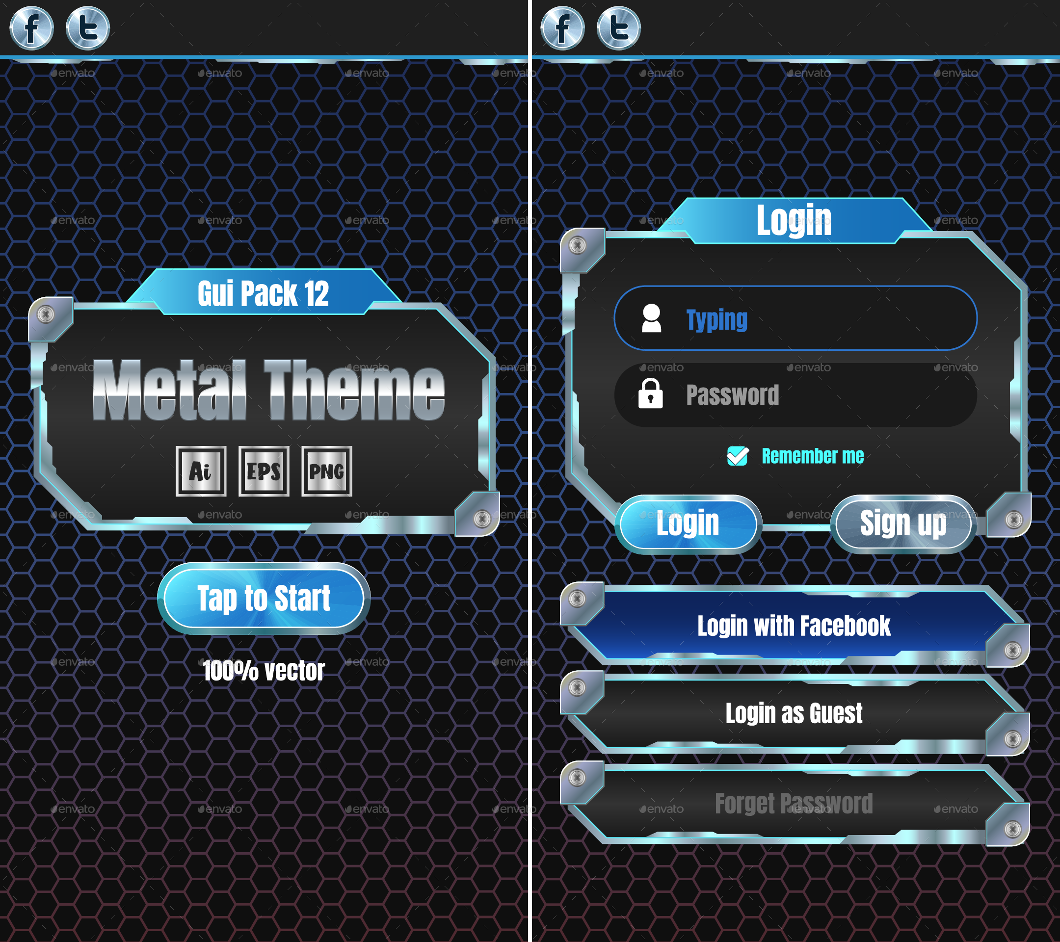 Metal Theme GUI Pack 12, Game Assets | GraphicRiver