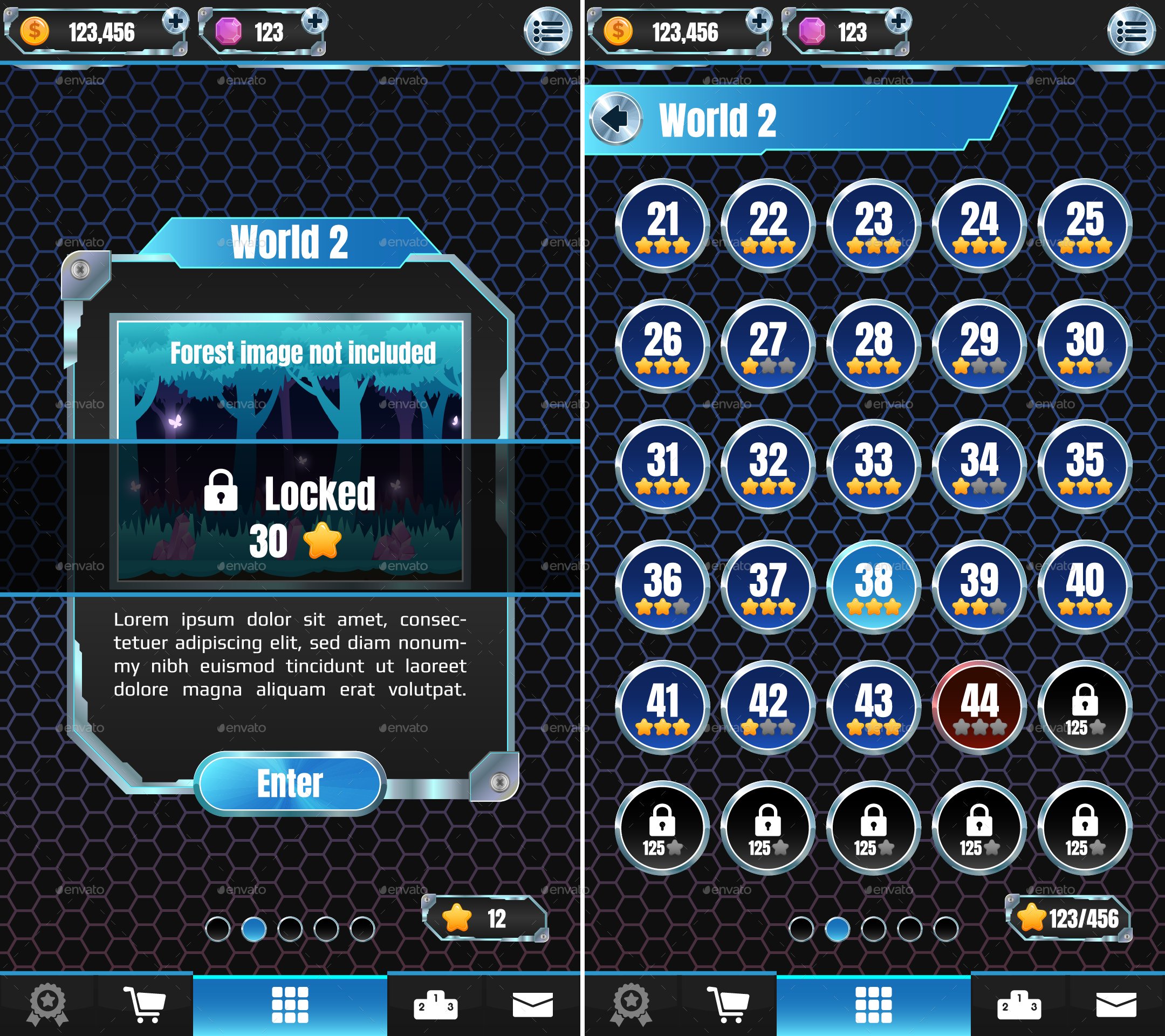 Metal Theme GUI Pack 12, Game Assets | GraphicRiver