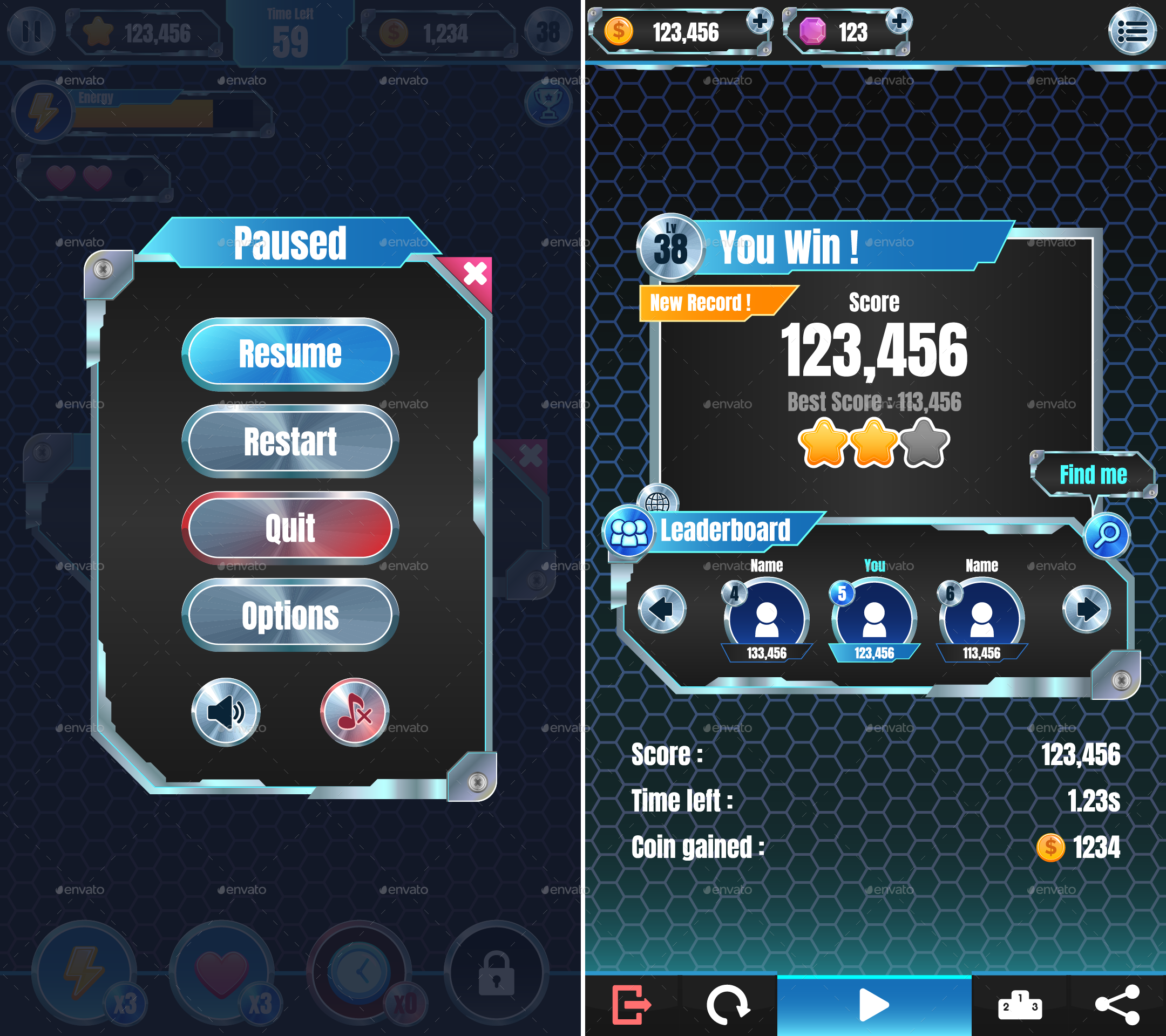 Metal Theme GUI Pack 12, Game Assets | GraphicRiver