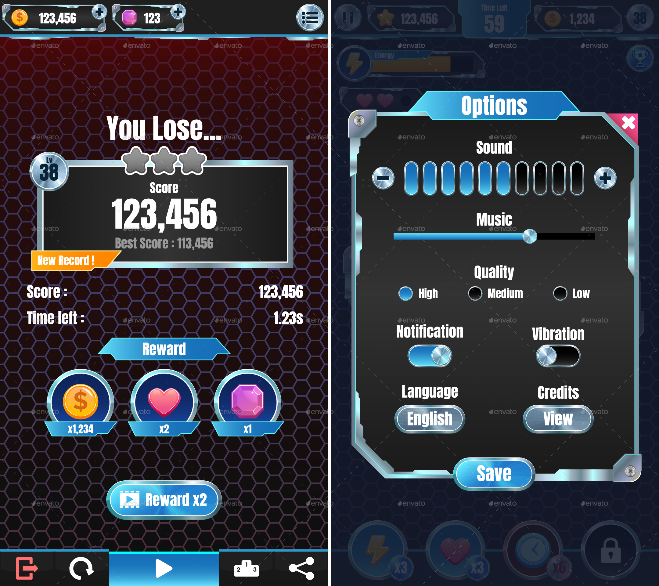 Metal Theme GUI Pack 12, Game Assets | GraphicRiver