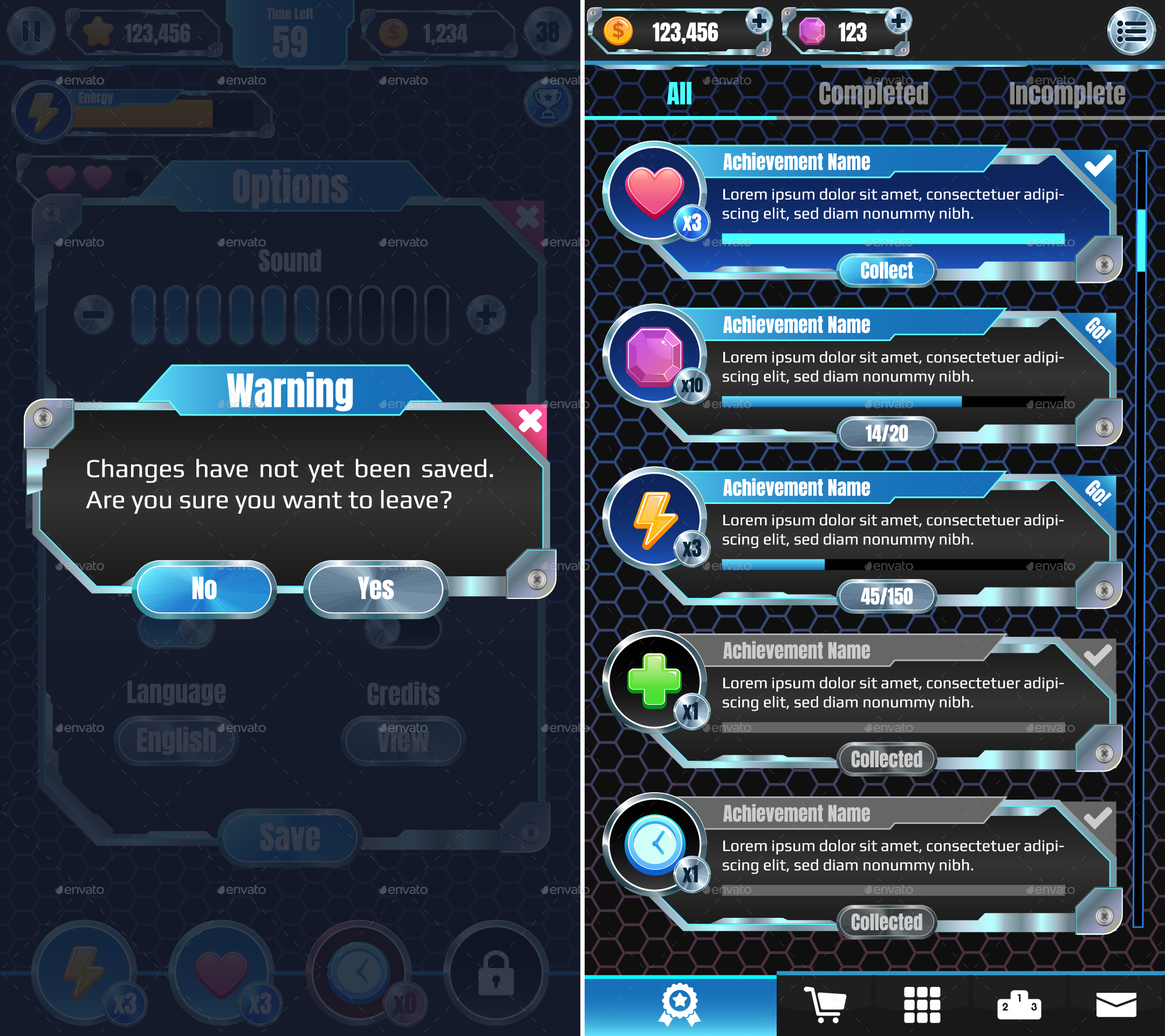 Metal Theme GUI Pack 12, Game Assets | GraphicRiver