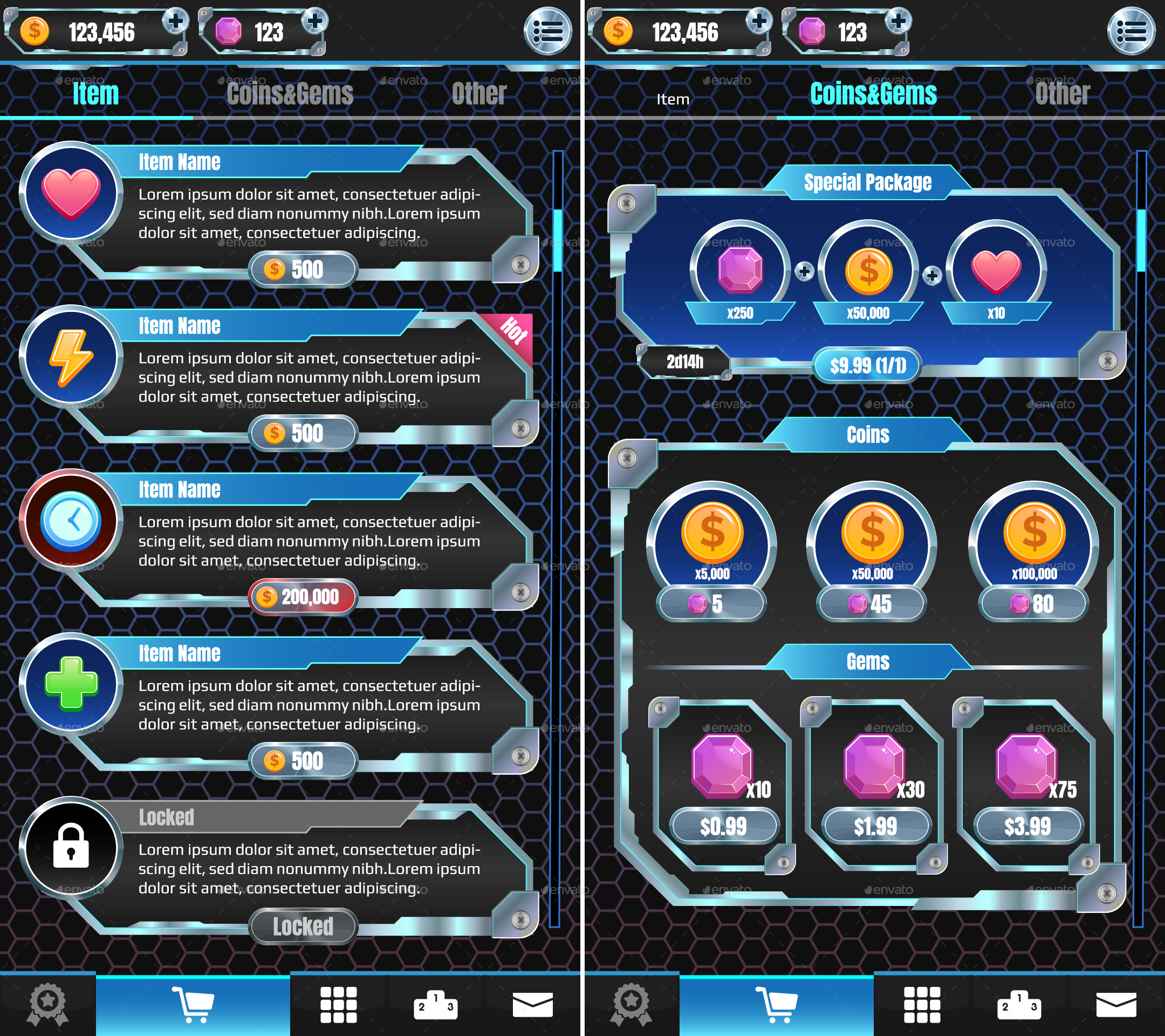 Metal Theme GUI Pack 12, Game Assets | GraphicRiver