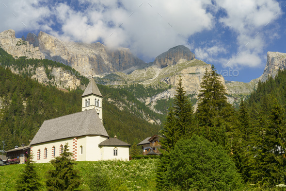 Along the cycleway of Fassa valley, Dolomites Stock Photo by clodio