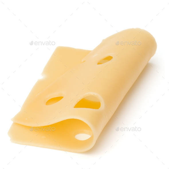 one Cheese slice isolated on white background Stock Photo by natika