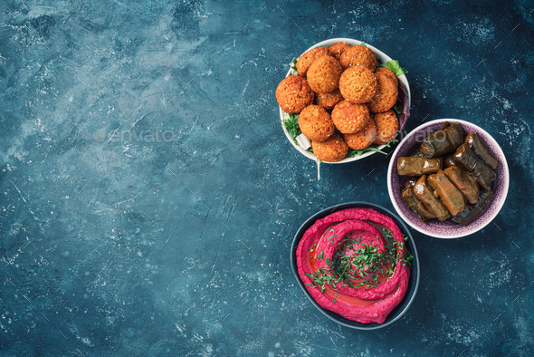 Mediterranean appetizer concept. Arabic traditional cuisine. Middle ...