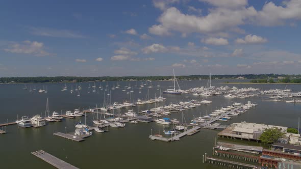 Manhasset Bay Marina Aerial In Port Washington Long Island Stock Footage