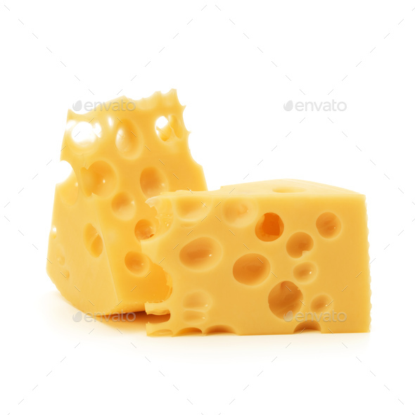 Cheese block isolated on white background cutout Stock Photo by natika
