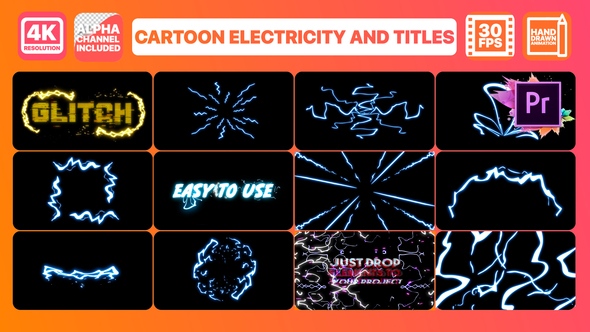 Cartoon Electricity And Titles | Premiere Pro MOGRT, Premiere Pro Templates