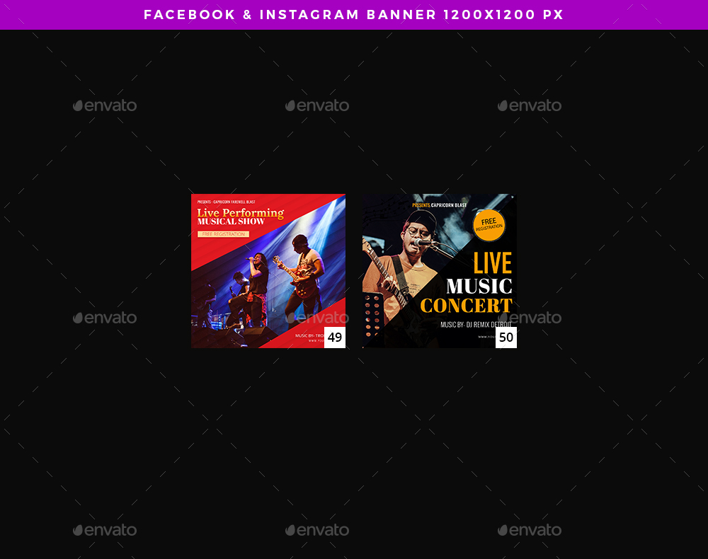 50 Music Instagram & Facebook Banners, Web Elements | GraphicRiver