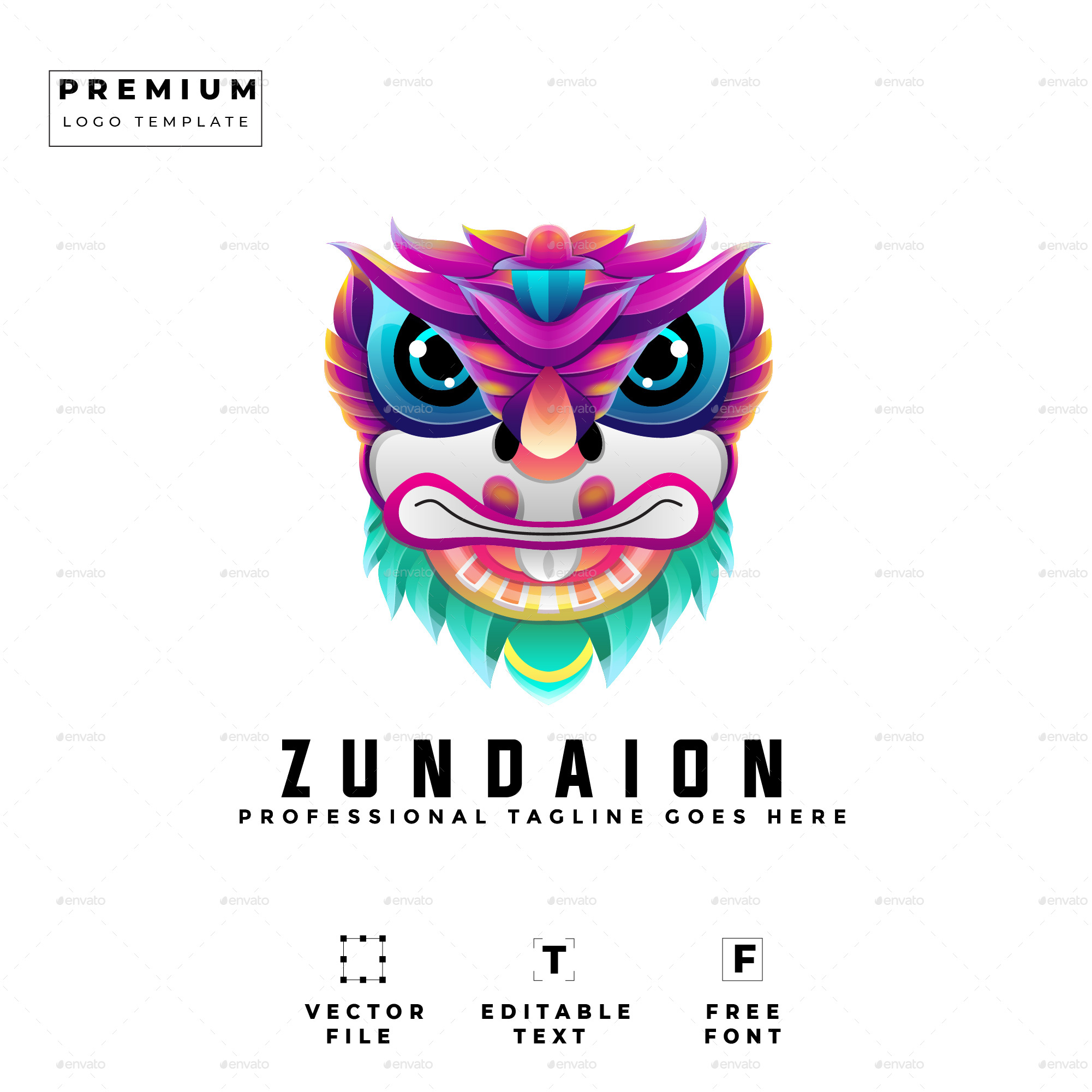 Colorful Lion dance logo template, Logo Templates | GraphicRiver