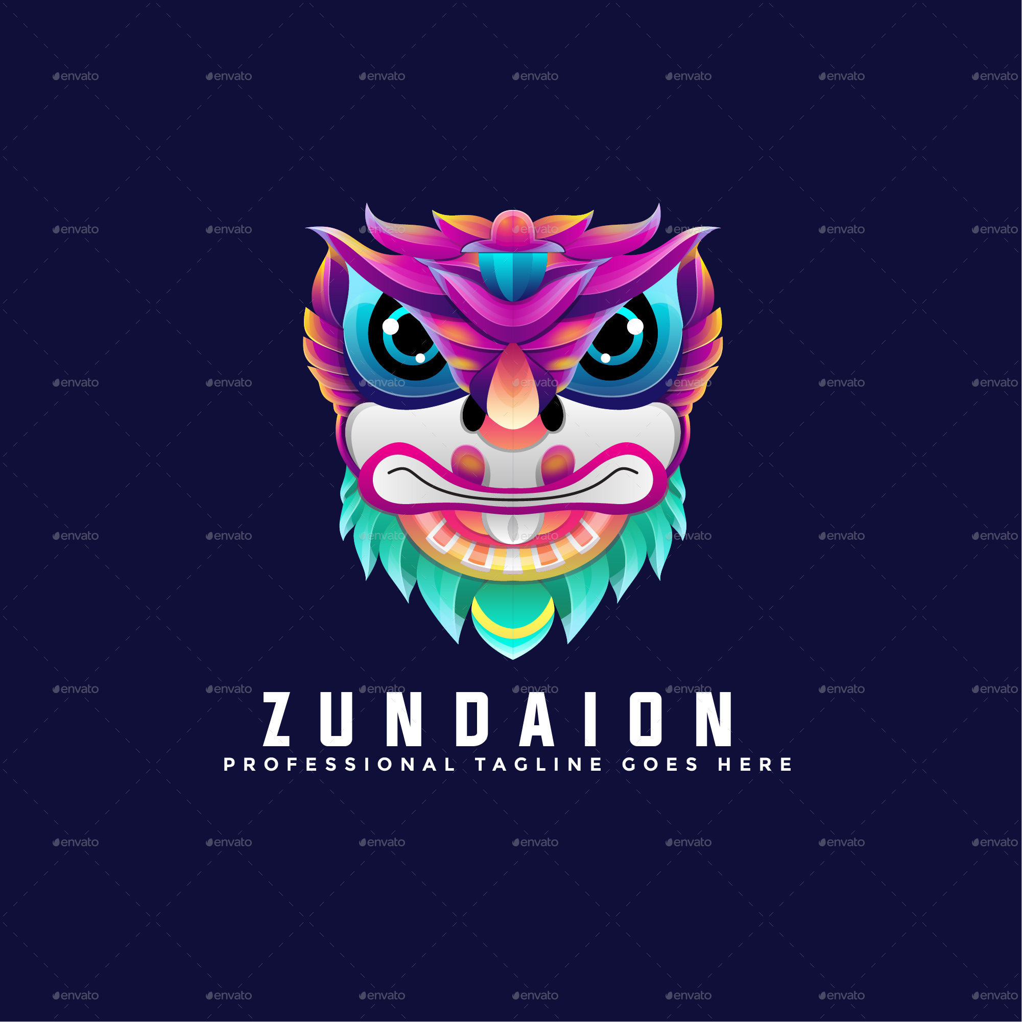 Colorful Lion dance logo template, Logo Templates | GraphicRiver