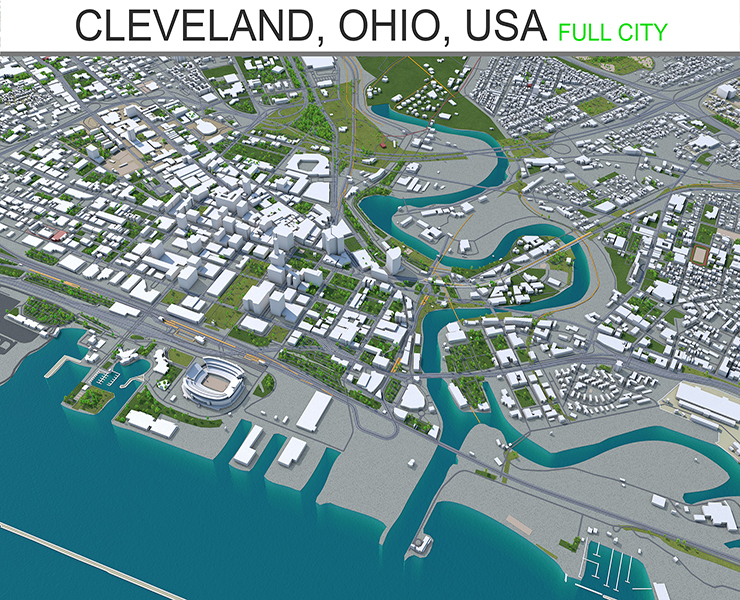 Cleveland ohio city USA 3d model 40Km by TurboCG | 3DOcean