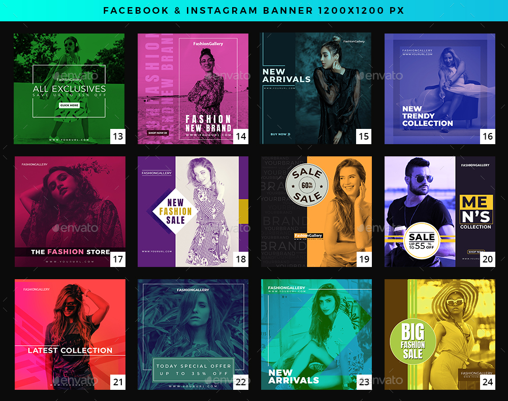 50 Fashion Instagram & Facebook Banners, Web Elements | GraphicRiver