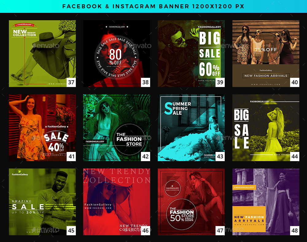 50 Fashion Instagram & Facebook Banners, Web Elements | GraphicRiver