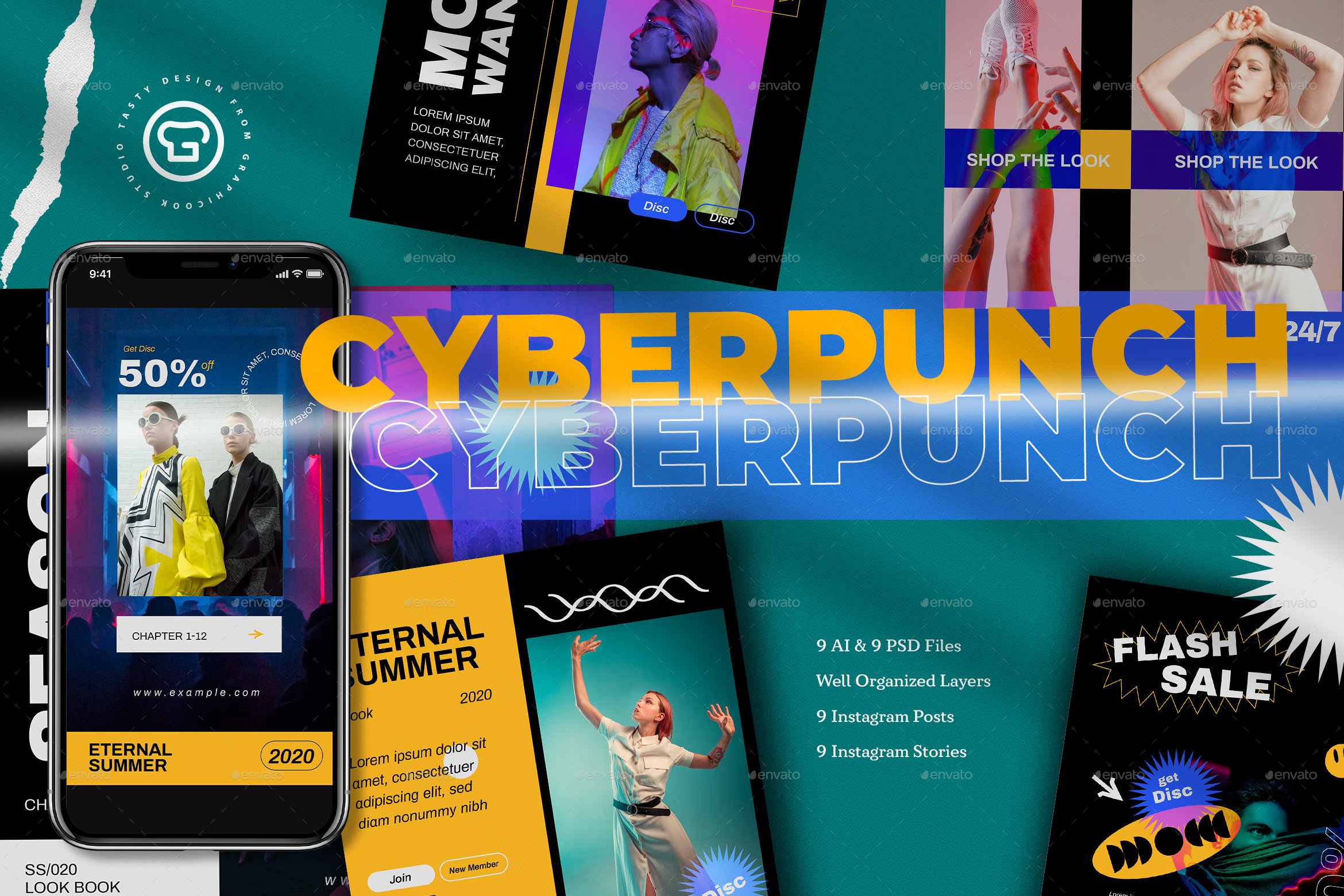 Cyber Punch Insta Pack, Web Elements | GraphicRiver