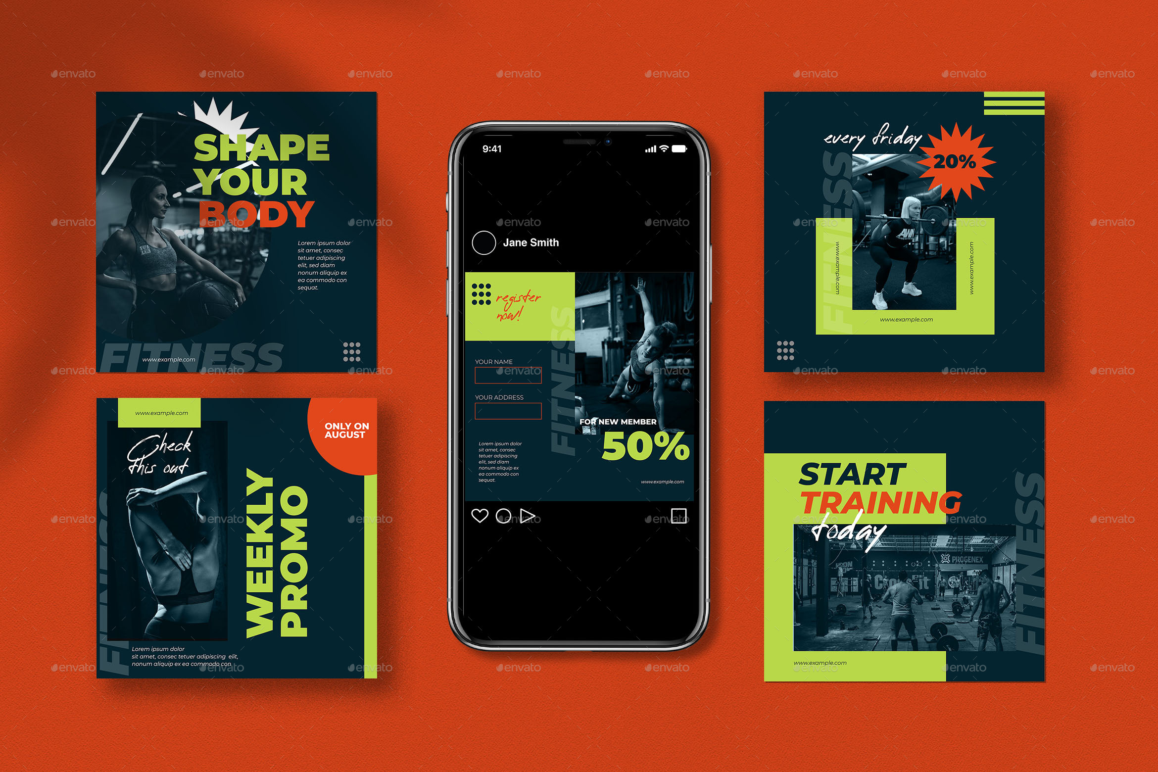 Fitness Insta Pack by graphicook | GraphicRiver