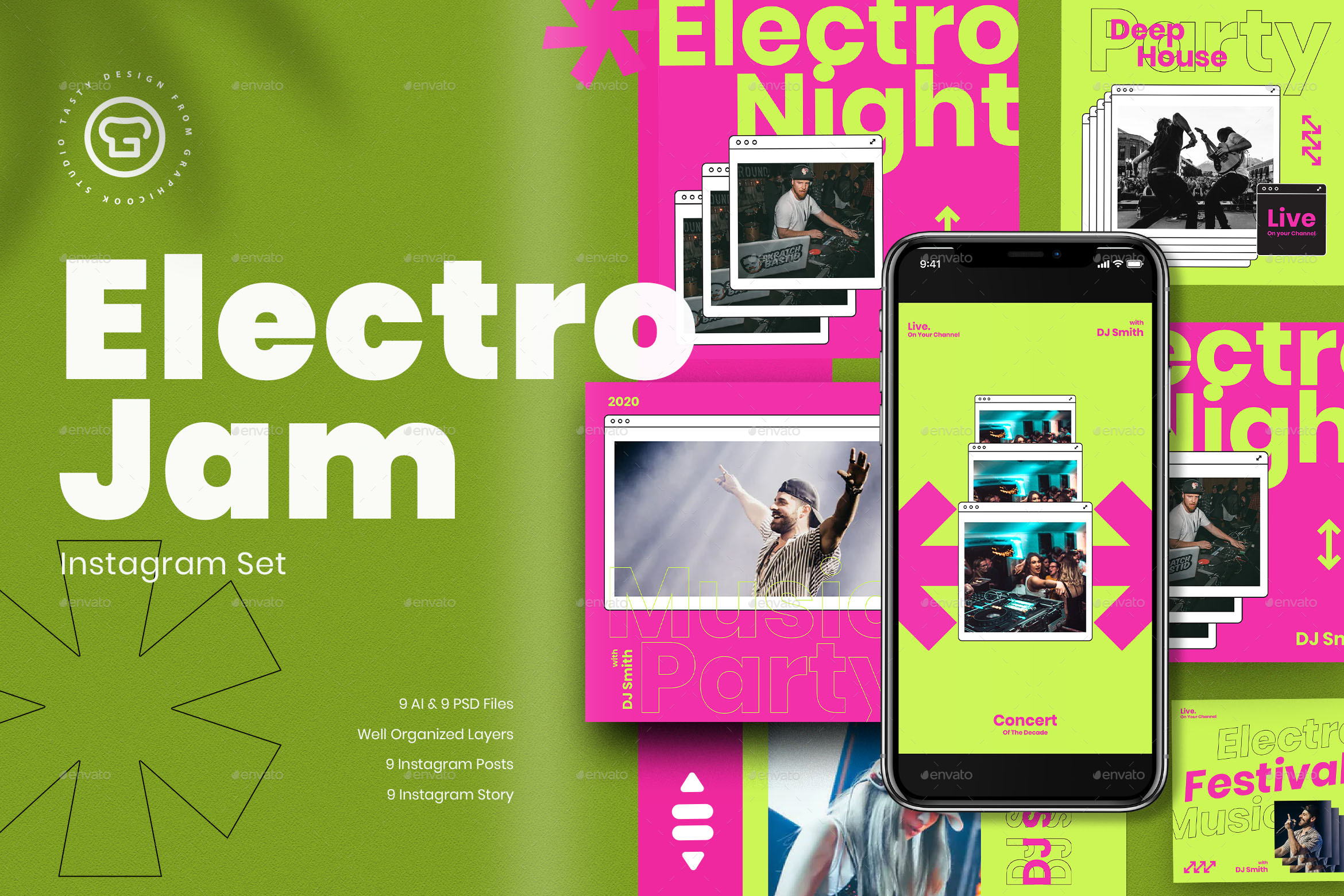 Electro Jam Insta Pck by graphicook | GraphicRiver