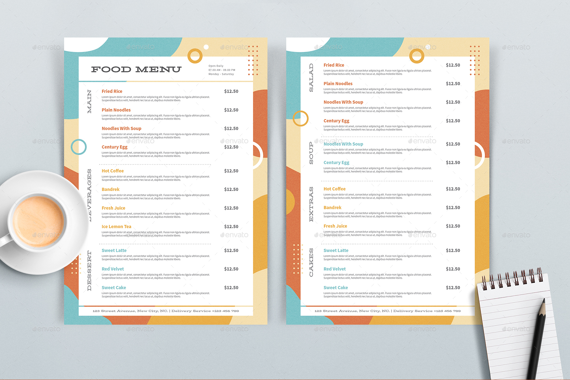 Simple Bubbles Food Menu Template, Print Templates | GraphicRiver