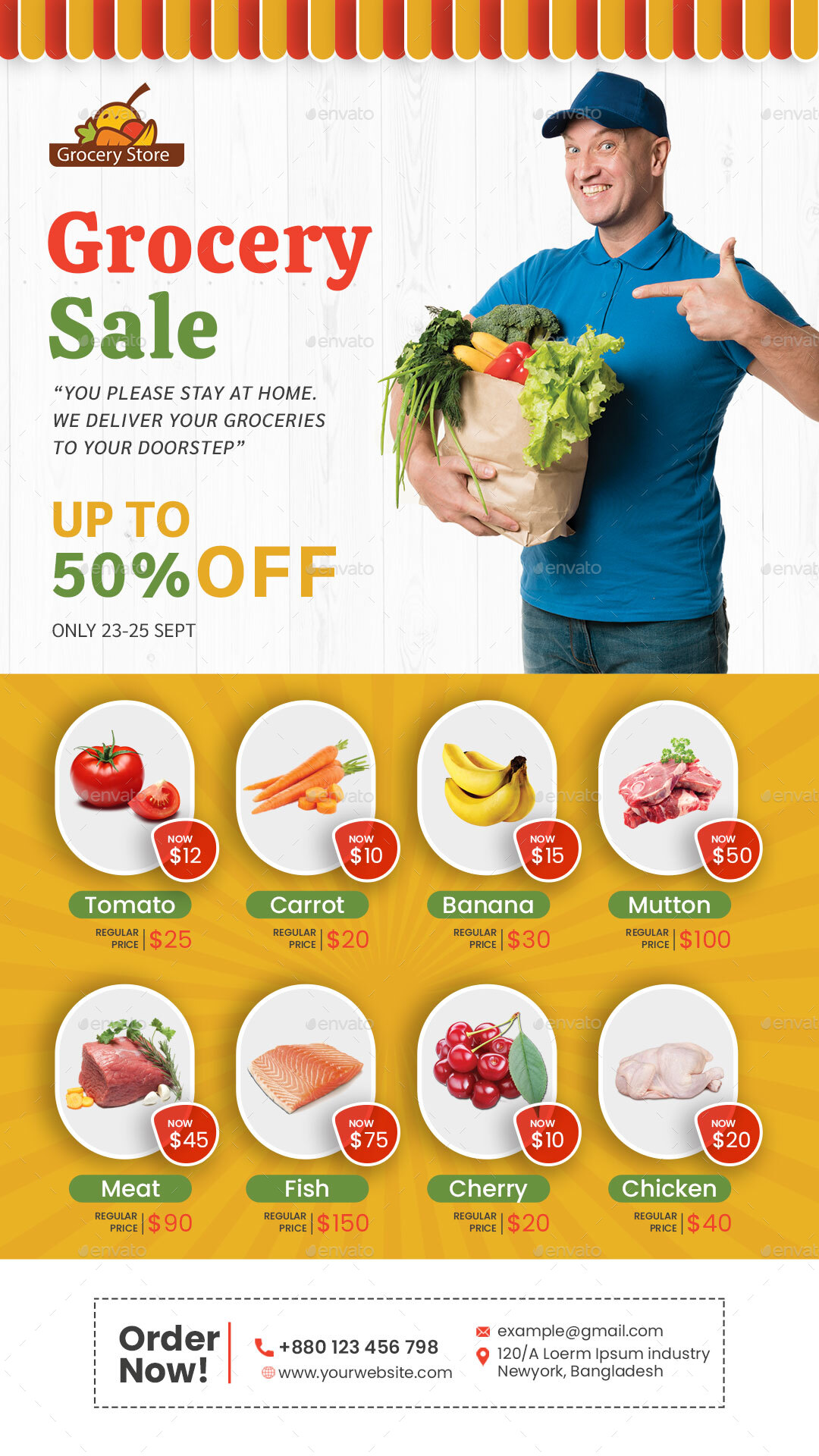 Grocery Sale Flyer, Postcard, DL Flyer, Instagram Post & Instagram ...