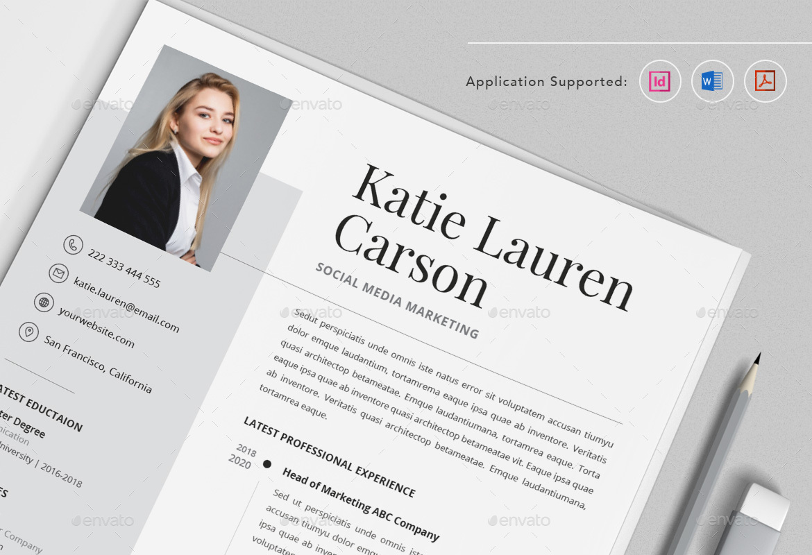 Professional CV Resume Indesign Template Vol.16, Print Templates ...