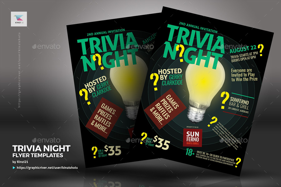 Trivia Night Flyer Templates, Print Templates | GraphicRiver