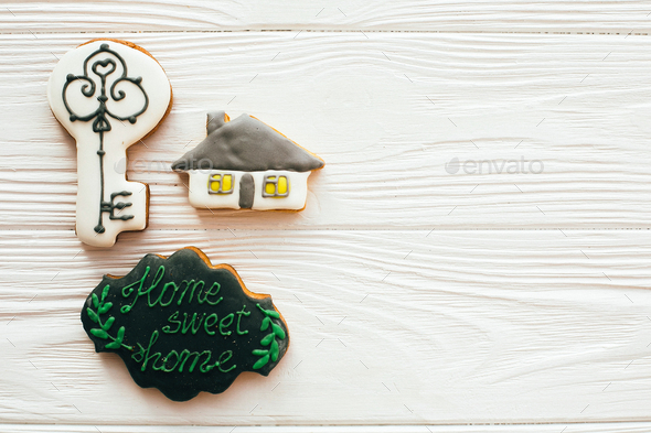 Delicious key, house, plant,window,heart and welcome sign cookies on ...