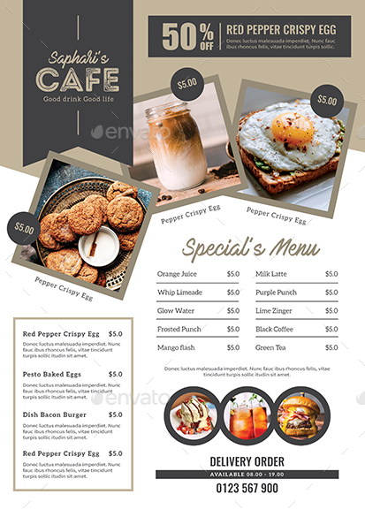 Cafe Menu, Print Templates | GraphicRiver