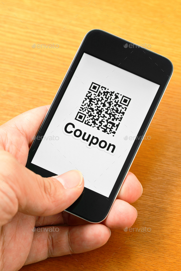 QR code coupon on mobile Stock Photo by leungchopan | PhotoDune
