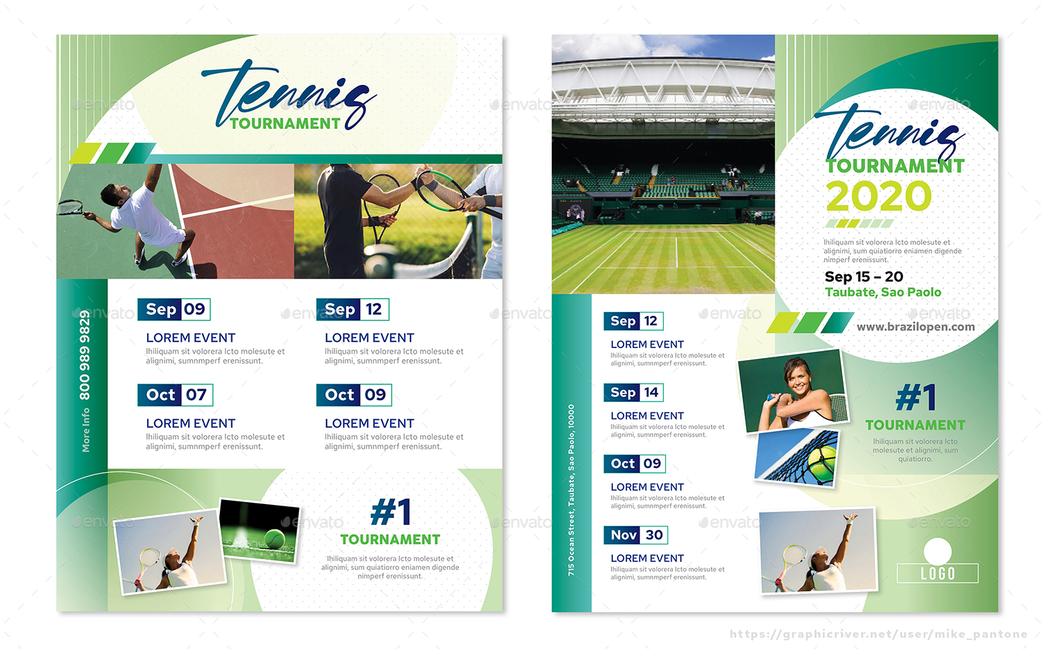 Tennis Event Calendar Flyers – 4 Options, Print Templates | GraphicRiver