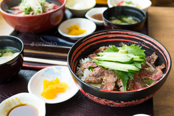 Japanese meal, beef set Stock Photo by leungchopan | PhotoDune