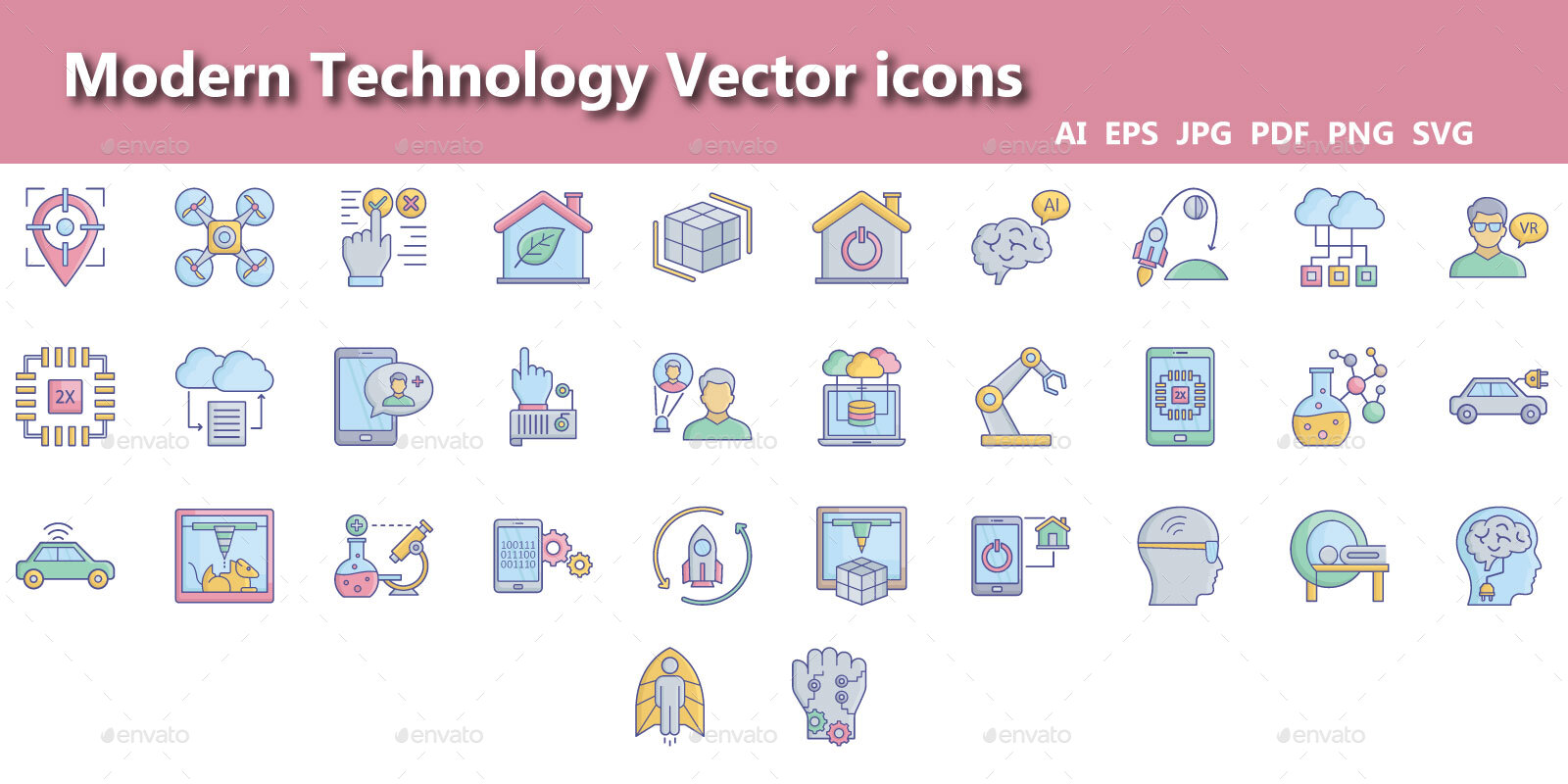 Modern Technology Vector icons with 6 extra Styles by inobeez ...