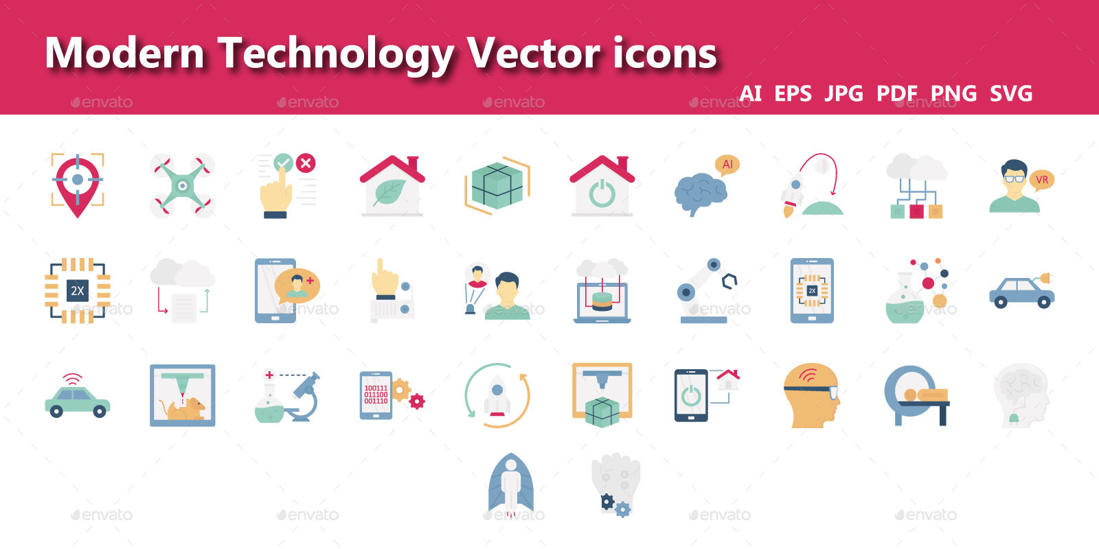 Modern Technology Vector icons with 6 extra Styles by inobeez ...