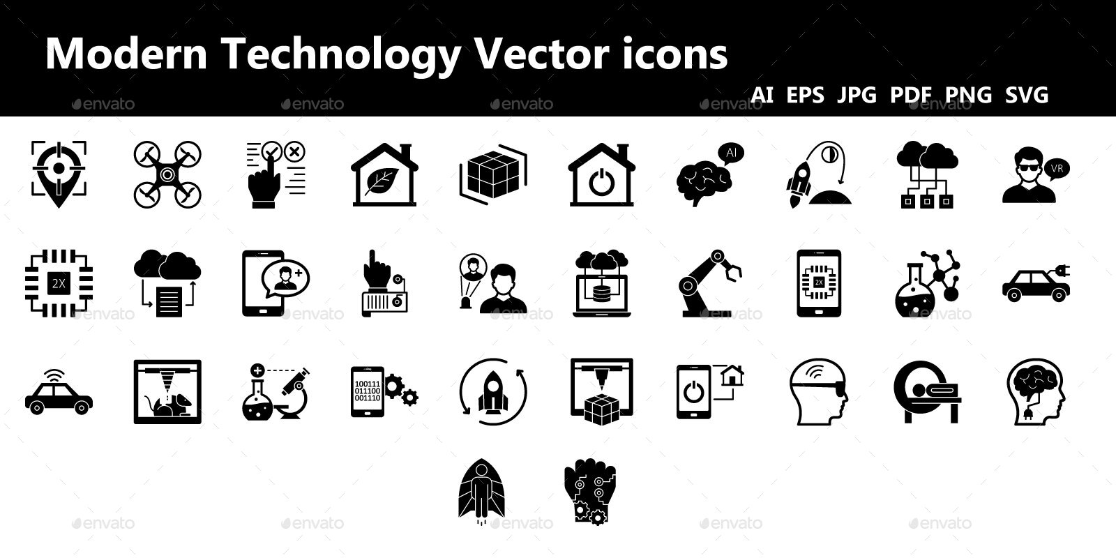 Modern Technology Vector icons with 6 extra Styles, Icons | GraphicRiver