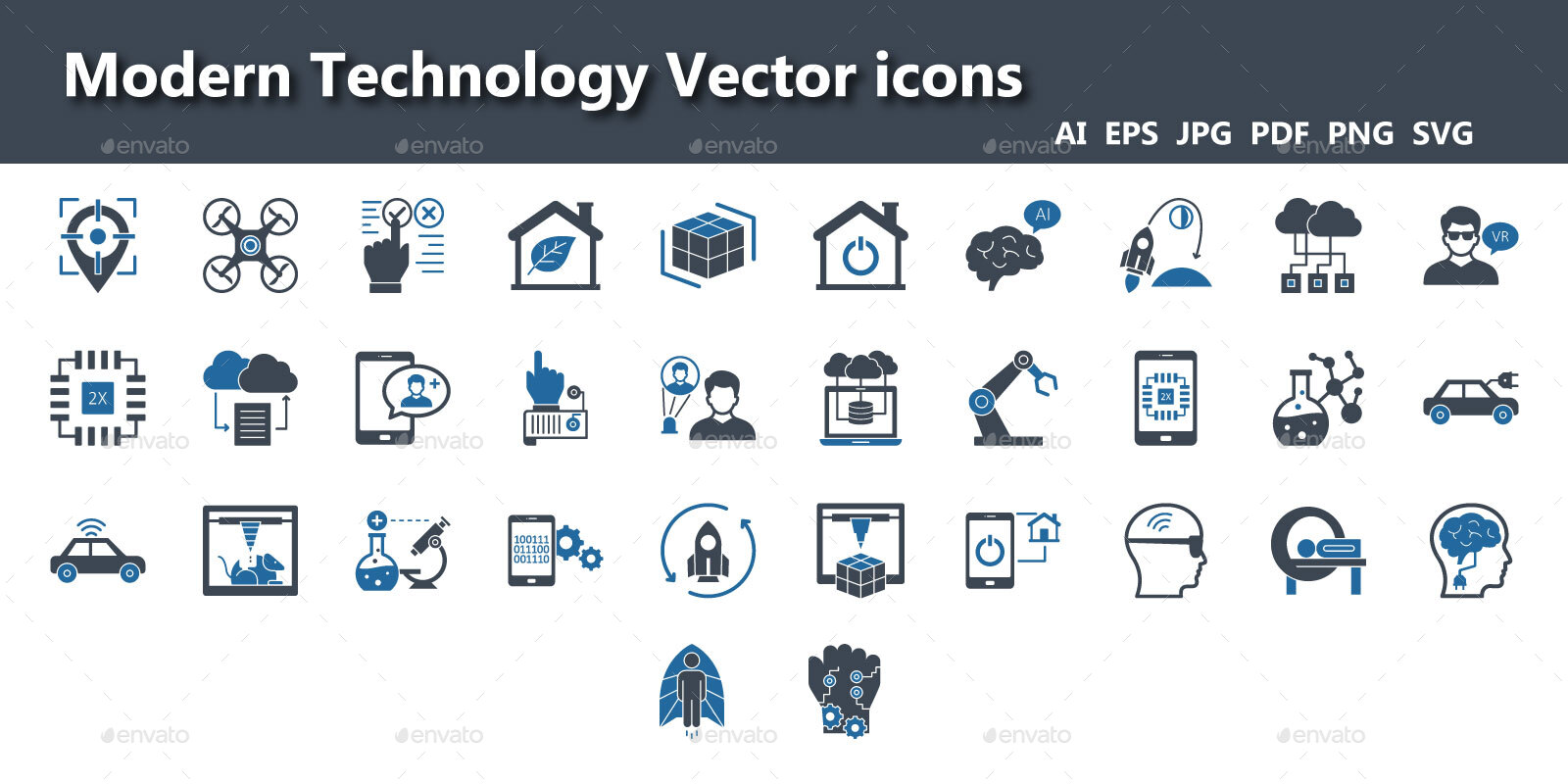 Modern Technology Vector icons with 6 extra Styles, Icons | GraphicRiver