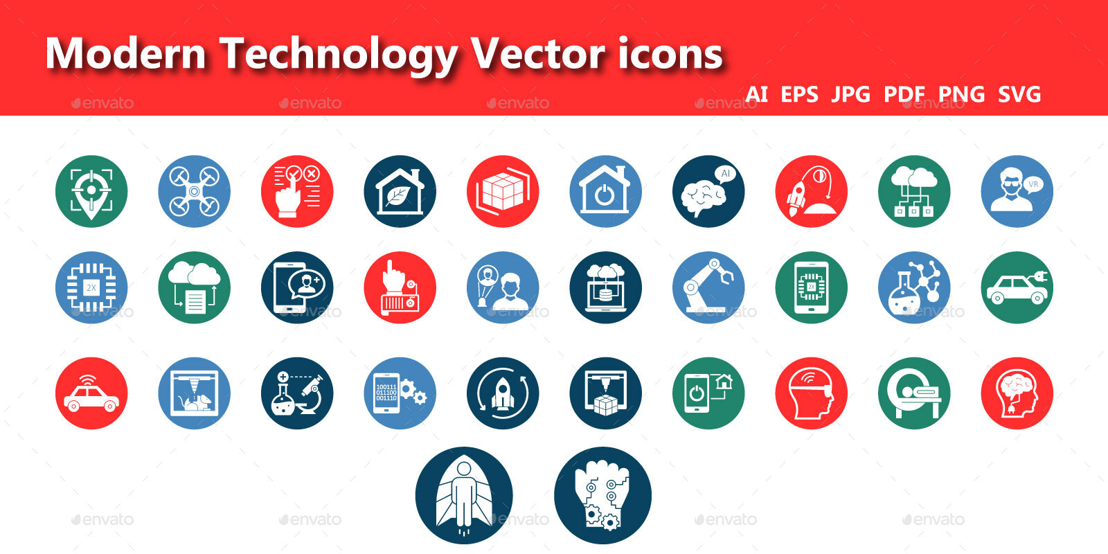 Modern Technology Vector icons with 6 extra Styles by inobeez ...