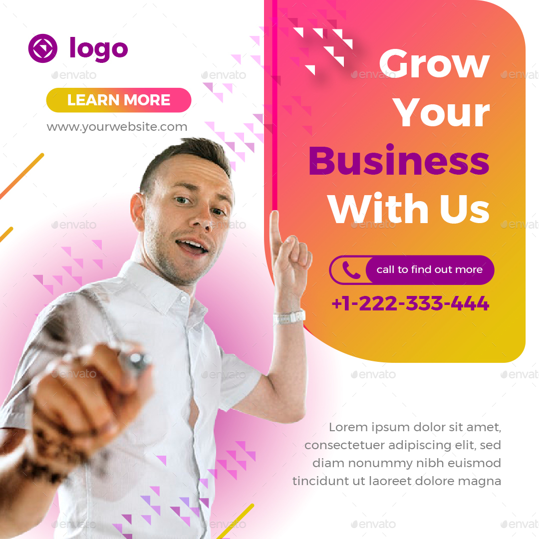 Digital Agency Social Media Post template with fun color theme, Web ...