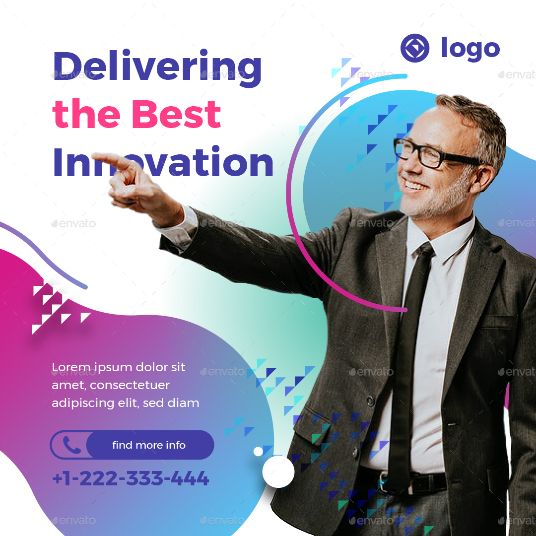 Digital Agency Social Media Post template with fun color theme, Web ...