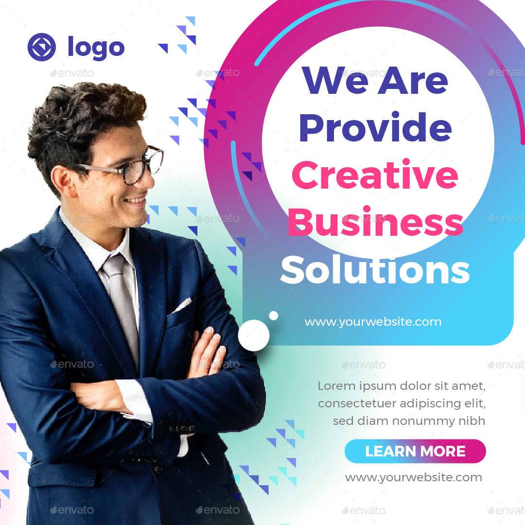 Digital Agency Social Media Post template with fun color theme, Web ...